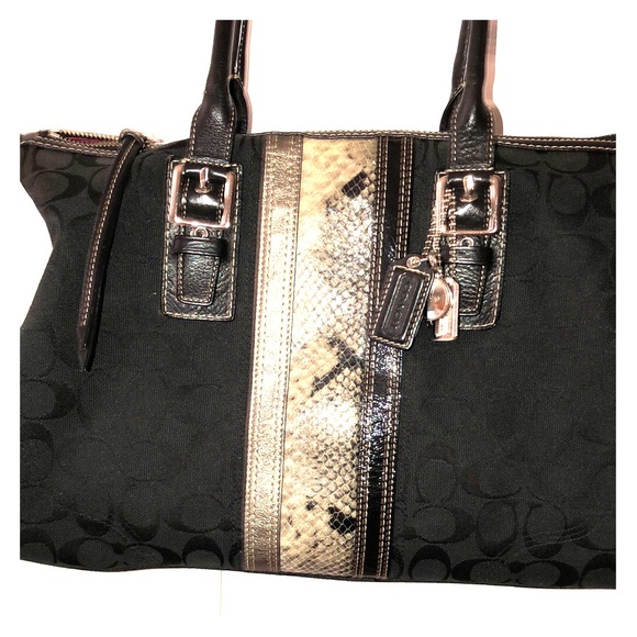 Coach | Bags | Coach Handbag Rare With Snake Skin Down Front | Poshmark
